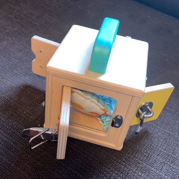 LOVEVERY | Toys | Lovevery Wood Lock Box With 2 Bean Bags Realist ...